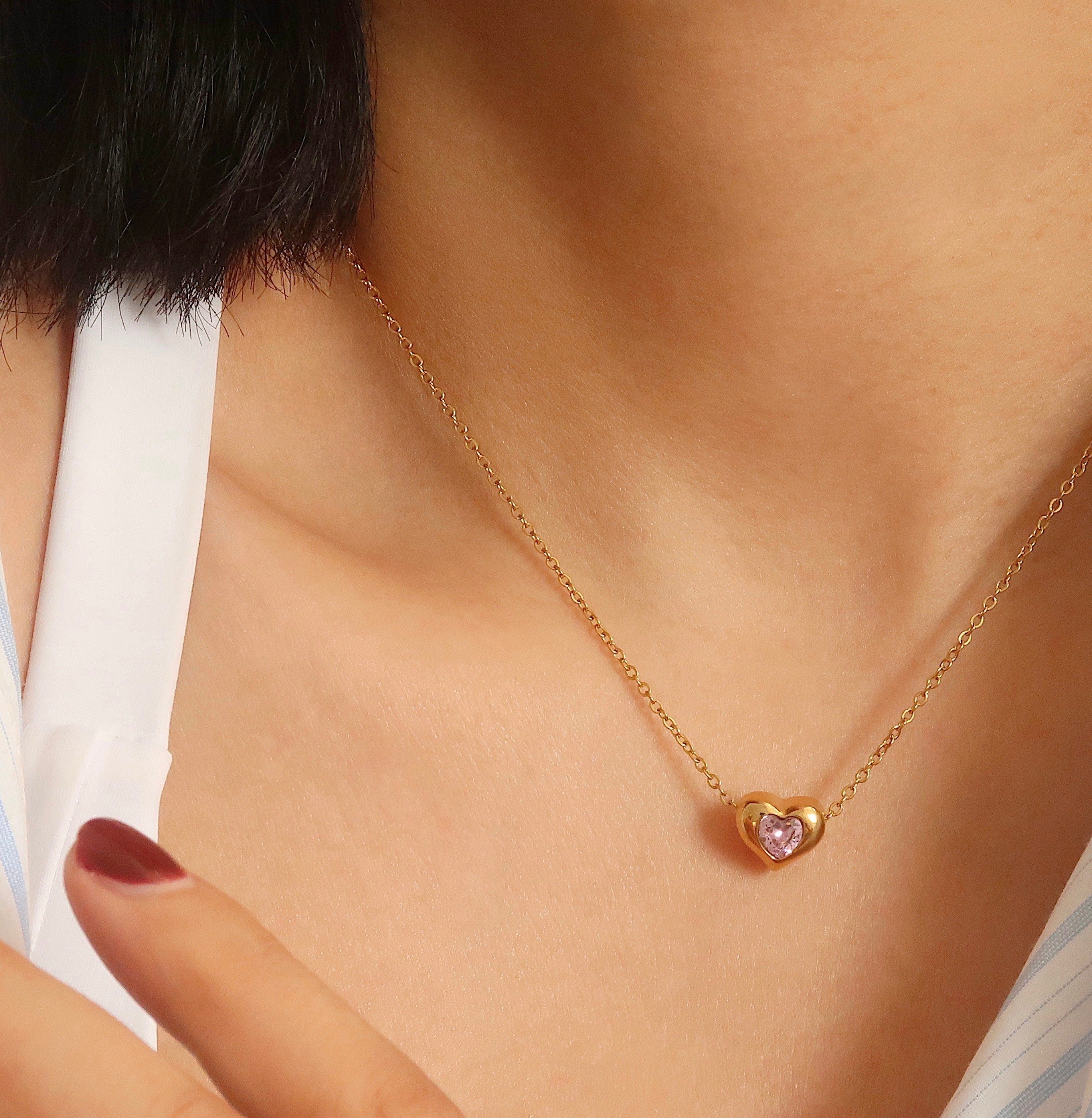 Mini Pink heart Necklace – ﻿ADORE HAVEN